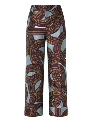 La DoubleJ Hendrix Cropped Jacquard Straight-leg Pants - Blue