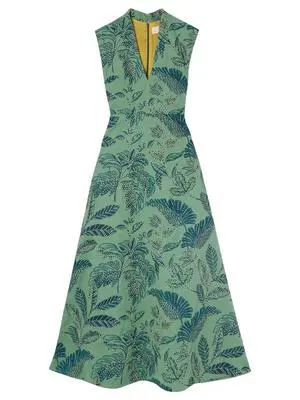 MARTA FERRI Eugenio Embroidered Maxi Dress - Blue