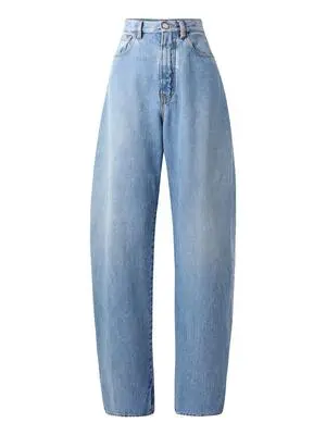 Alaïa Round High-Rise Barrel-Leg Jeans Blue