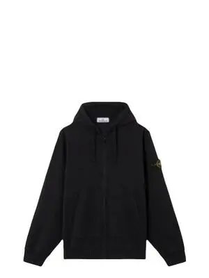 Stone Island Organic Cotton Fleece Hooded Sweatshirt - Black