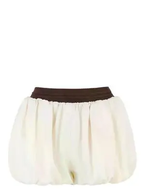 Manière De Voir Satin Balloon Shorts With Contrast Waistband - Neutrals