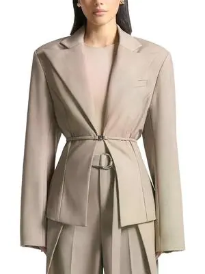 Manière De Voir Manère De Voir Wide Shoulder Belted Tailored Blazer - Neutrals