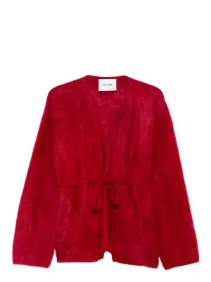 Soft Goat Brushed Cardigan - Red