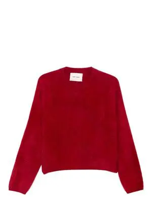 Soft Goat Brushed Crew-neck Sweater - Red