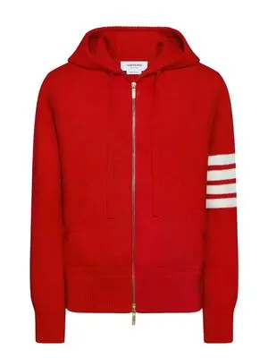 Thom Browne Hector Intarsia-knit Zip-up Hoodie - Red