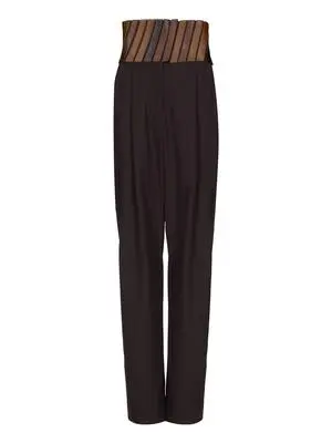 Alaïa Belted Wool Straight-leg Trousers - Brown