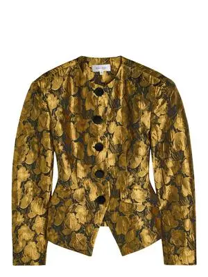 RONNY KOBO Metallic Floral-Jacquard Woven Blazer