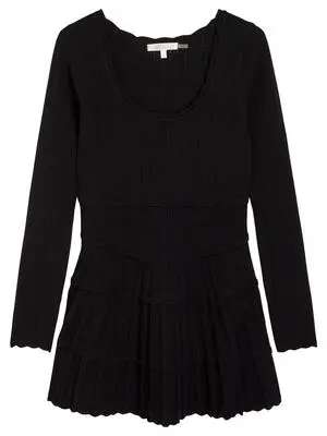 LoveShackFancy Pointelle Knit Mini Dress - Black