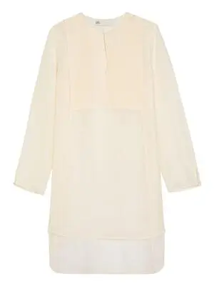 Tory Burch Pintucked Linen And Silk-blend Tunic - Ivory