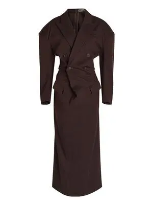 Issey Miyake Wool-blend Blazer Midi Dress - Dark Brown