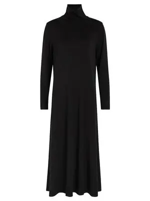 Eileen Fisher Jersey Turtle-neck Midi Dress - Black