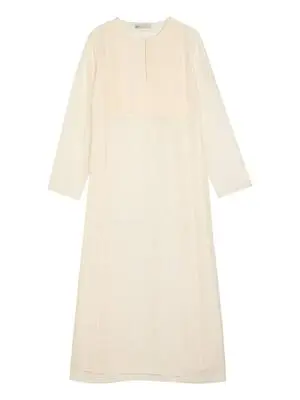 Tory Burch Pintucked Linen And Silk-blend Kaftan - Ivory