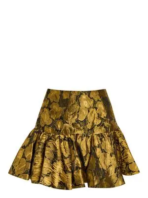 Ronny Kobo Metallic Floral-jacquard Mini Skirt - Gold