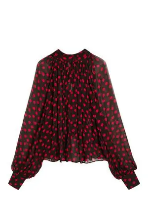 RONNY KOBO Zenia Polka-Dot Chiffon Top