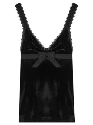 Ronny Kobo Emmi Bow-embellished Velvet Mini Dress - Black