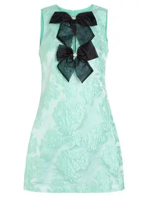 SISTER JANE Bow-appliquéd Cloqué Mini Dress - Blue