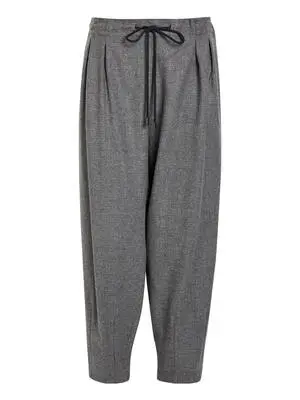 Maria Mcmanus Drawstring Tapered-leg Wool-blend Cropped Trousers - Charcoal