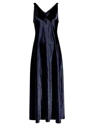 Eileen Fisher Crinkled Satin Midi Dress - Dark Blue