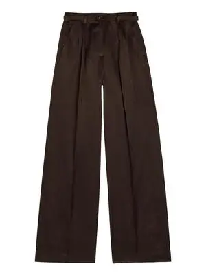 Gabriela Hearst Vargas Belted Silk Trousers - Dark Brown