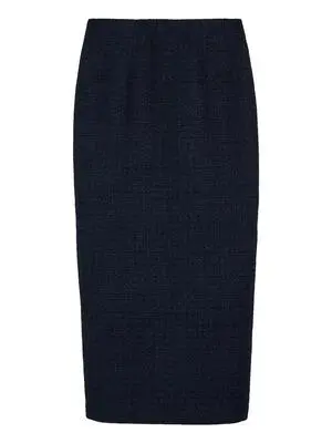 Roland Mouret Ceremony Metallized Bouclé Midi Skirt - Navy