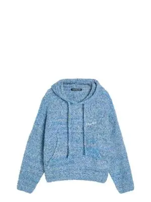 COLE BUXTON Melange Hooded Bouclé Jumper - Blue