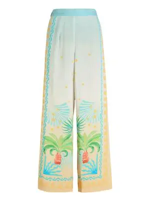 NEVER FULLY DRESSED Rio Elissa Printed Straight-leg Trousers - Blue