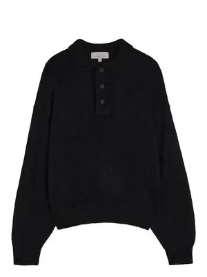 Studio Nicholson Brushed-knit Polo Jumper - Black