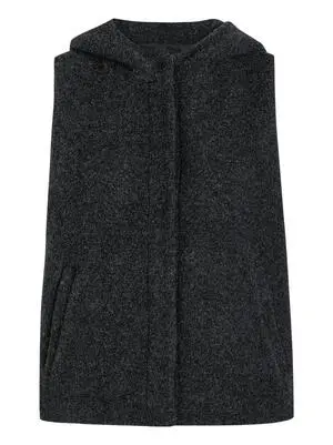 Eileen Fisher Hooded Bouclé Vest - Charcoal