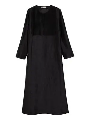 Tory Burch Pintucked Linen And Silk-blend Kaftan - Black