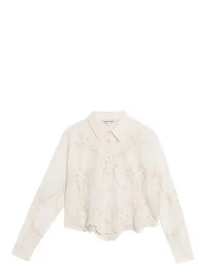 Veronica Beard Aderes Eyelet Button-front Shirt - Dove