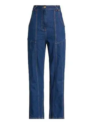 Farm Rio Wide-leg Jeans With Side Slits - Blue