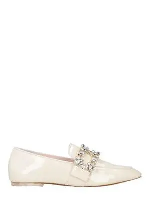 ROGER VIVIER Loafers In Leather With Crystal Buckle - White