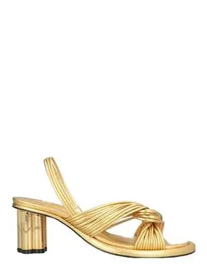 Farm Rio Leather Slingback Sandals - Gold