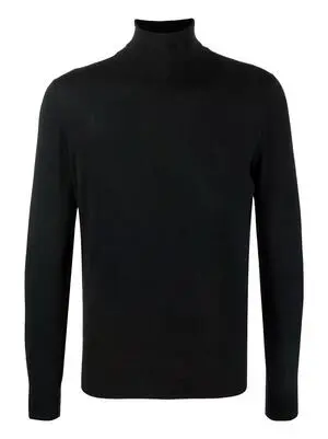DELL'OGLIO Roll-neck Merino Jumper - Black
