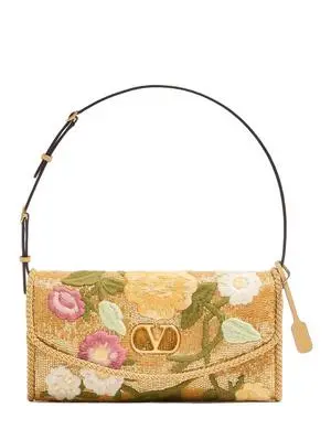 Valentino Garavani DeVain Small Embroidered Shoulder Bag Gold/multicolour