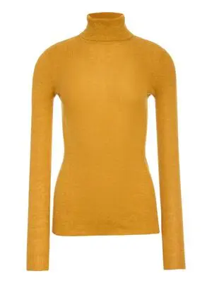 GABRIELA HEARST Aldona Knit Turtleneck Golden Birch Cashmere Silk Hemp