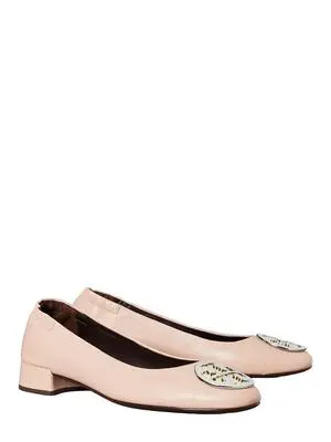 Tory Burch Claire Cap-toe Heel Ballerinas - Shell Pink/gold/silver
