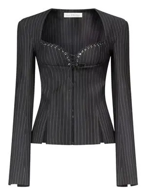 LUDOVIC DE SAINT SERNIN Rebecca Pinstripe Lace-up Jacket - Grey