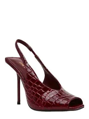 Steve Madden Lucian Slingback Peep Toe Sandal Wine Croco