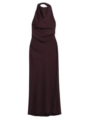 Simkhai Reannon Draped Satin Gown Mahogany