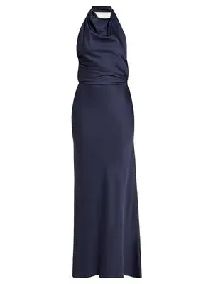 Simkhai Reannon Draped Satin Gown Midnight