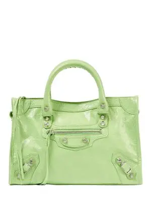 Balenciaga Balenciaga Le City Small Leather Tote Bag Green