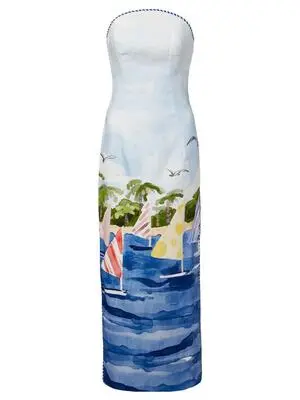 LEO LIN Ava Printed Linen Bustier Dress - Multicoloured