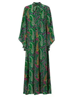 Etro Paisley Tie-neck Maxi Dress - Green