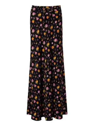 Dolce & Gabbana Floral Silk-blend Charmeuse Maxi Skirt - Black