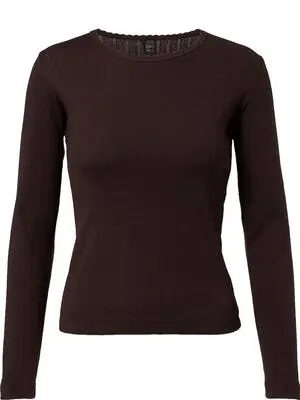 LESET Pointelle Cotton T-shirt - Brown
