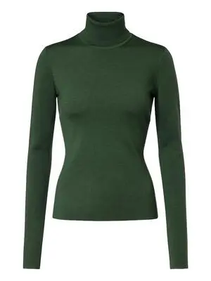 Gabriela Hearst Wool, Cashmere, And Silk Turtleneck Top - Green