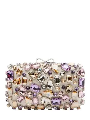 SELF-PORTRAIT Crystal-embellished Box Clutch - Multicoloured