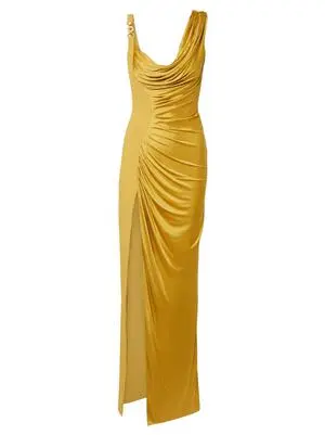 Versace Medusa '95 Draped Jersey Gown - Gold