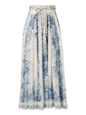 Zimmermann Wanderlust Cotton Midi Skirt - Blue